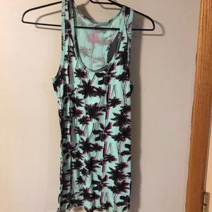 Tops | Palm Tree Print Ribbed Tank Sz L1113 | Poshmark